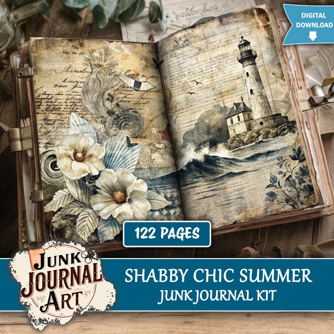Shabby Chic Summer Junk Journal Kit, Vintage Garden Pages, Pink Floral ...