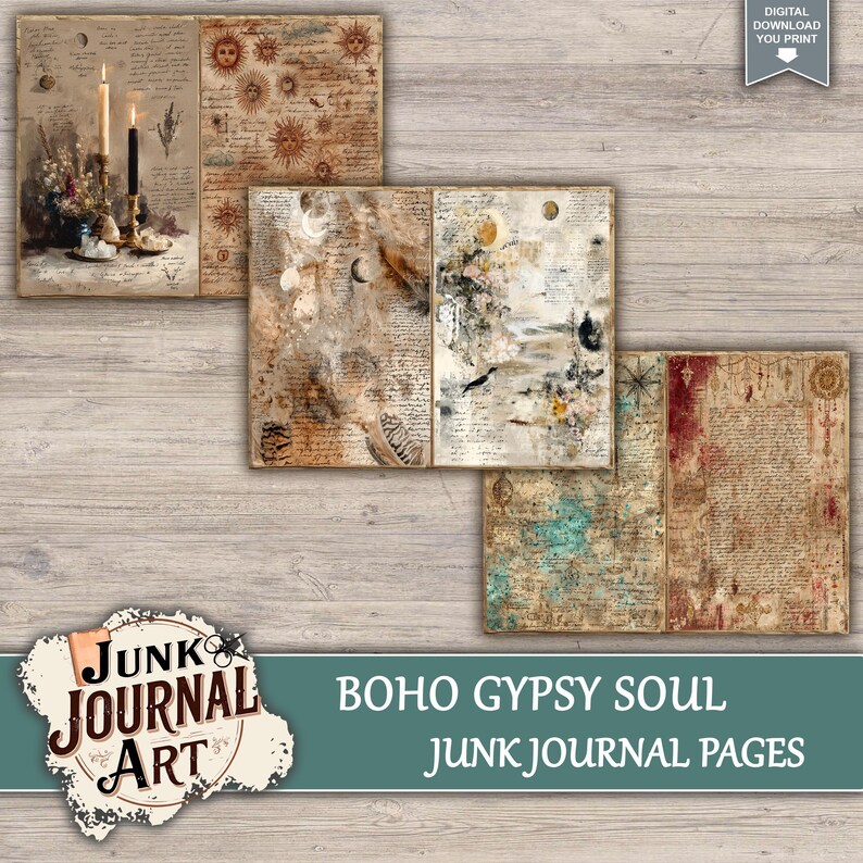 Boho Gypsy Soul Junk Journal Pages imprimables - Kit de hippie ...