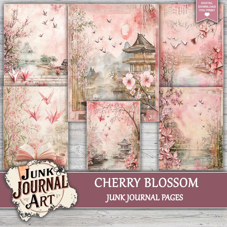 Cherry Blossom Junk Journal Pages, Junk Journal Supplies, Junk Journal ...
