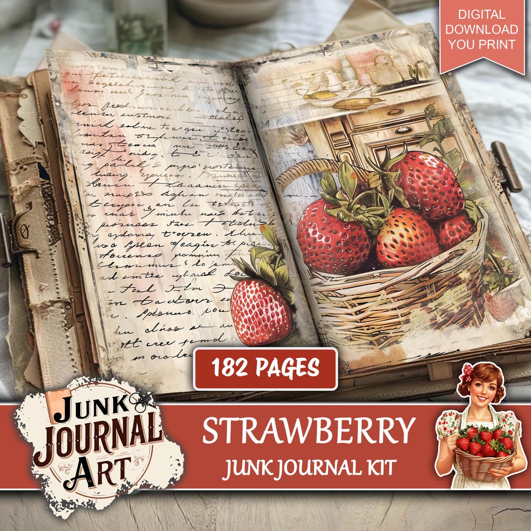 Strawberry Junk Journal, Junk Journal Supplies, Junk Journal Kits ...