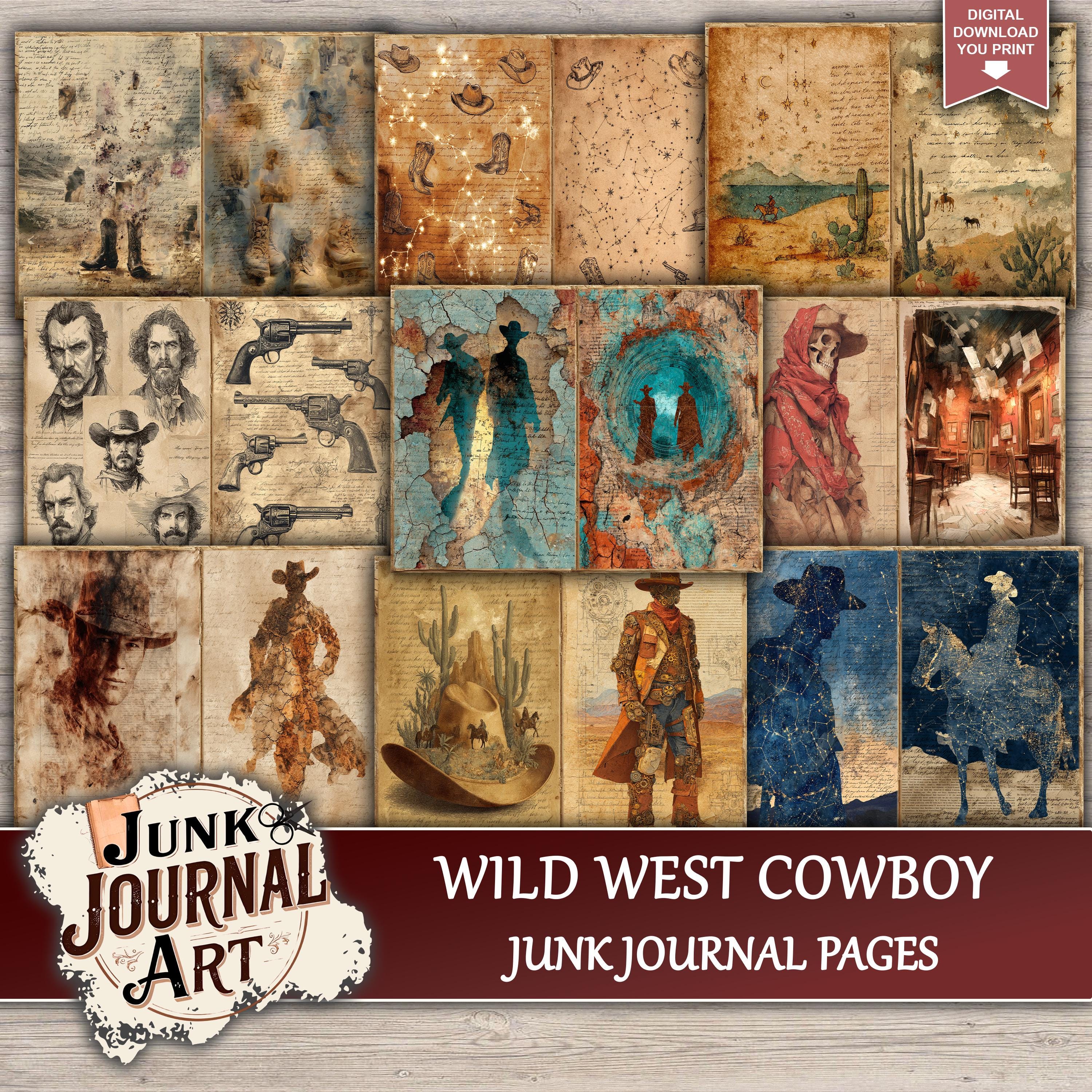 Wild West Cowboy Junk Journal Printable Pages - Steampunk Western Kit ...