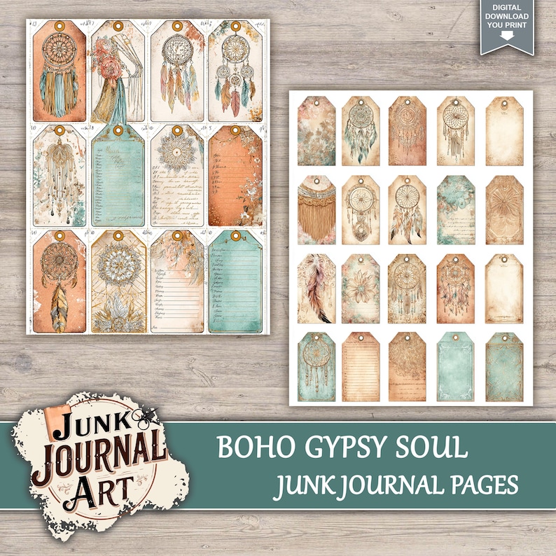 Boho Gypsy Soul Junk Journal Printable Pages - Spiritual Hippie Kit ...