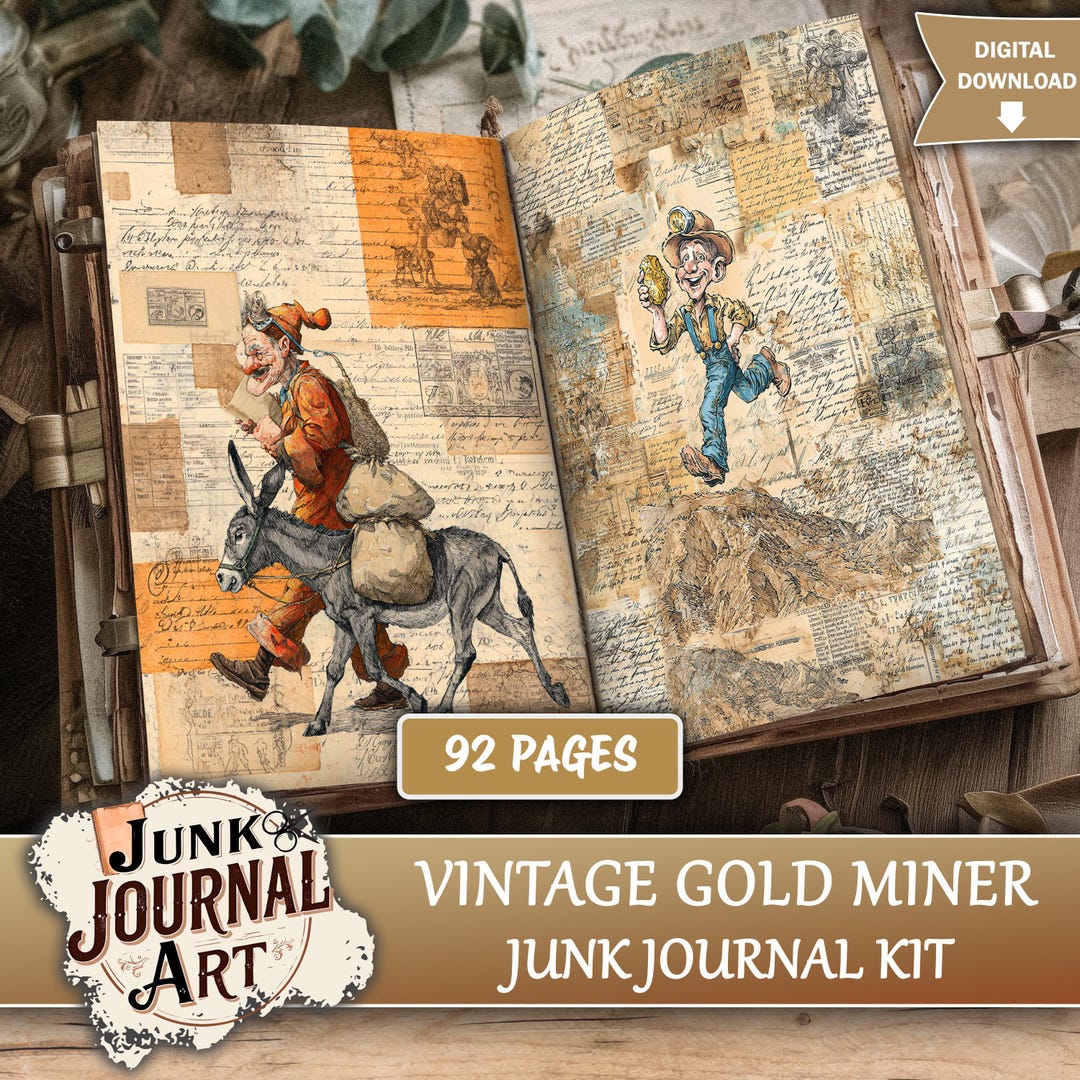 Gold Miner Junk Journal Printable Pages - Wild West Kit, Prospector ...