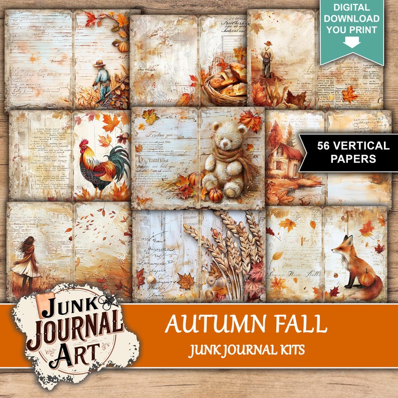 Autumn Fall Junk Journal Printable Pages, Vintage Cozy Kit, Woodland ...