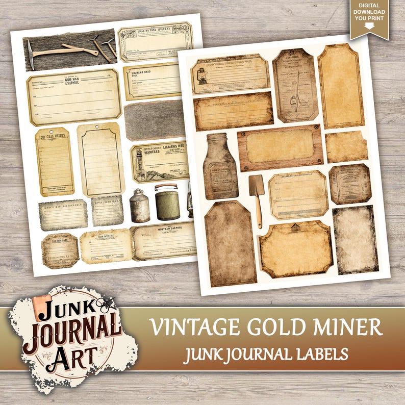 Gold Miner Junk Journal Printable Pages - Wild West Kit, Prospector ...