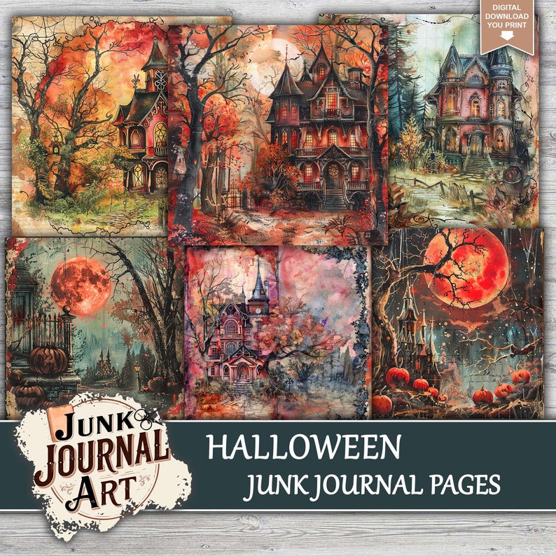 Halloween Junk Journal Kit Digital, Junk Journal Supplies, Junk Journal ...