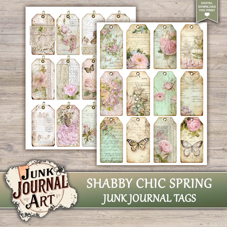 Shabby Chic Spring Junk Journal Printable Pages - Vintage Easter Kit ...