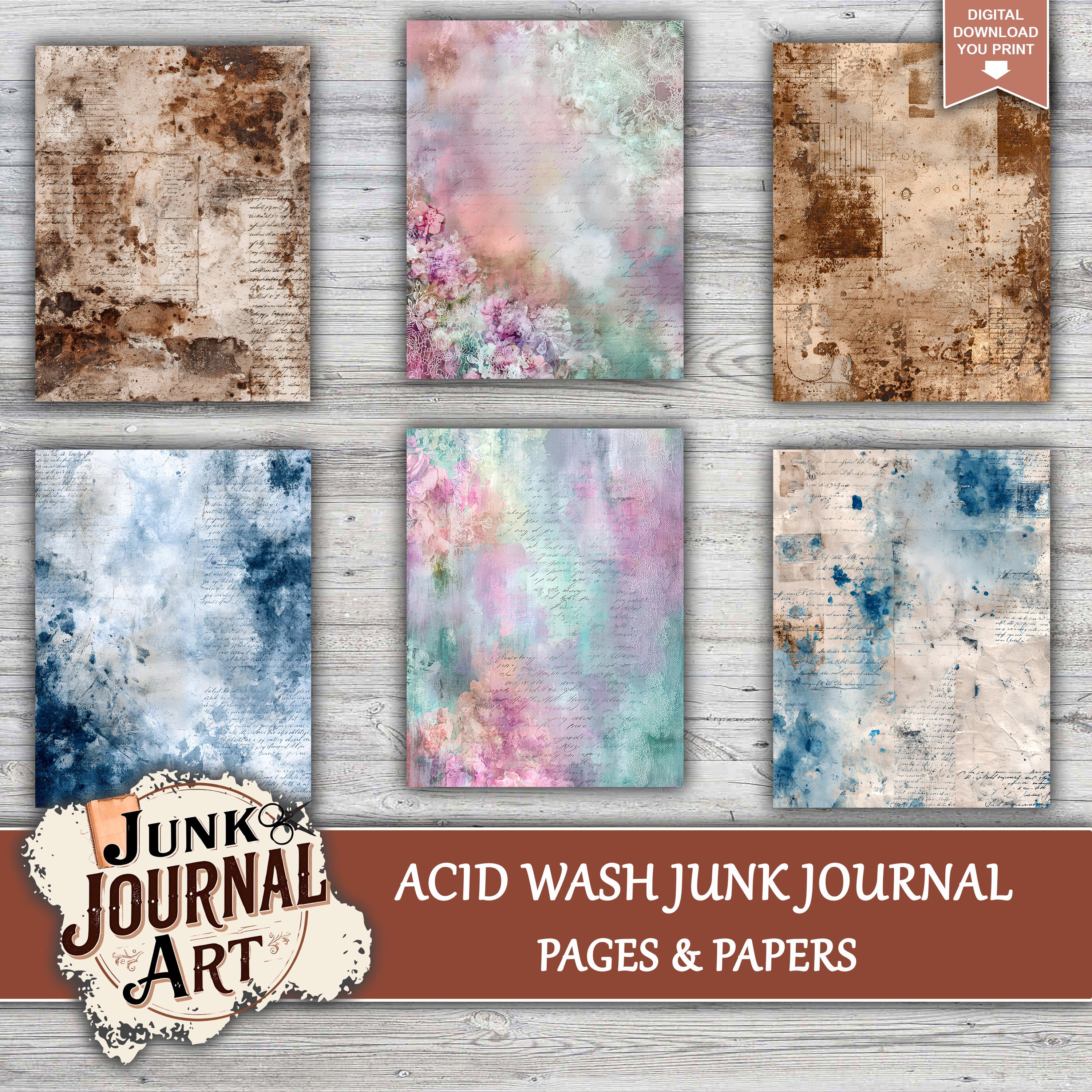 Acid Wash Junk Journal Pages, Junk Journal Supplies, Junk Journal Kits ...