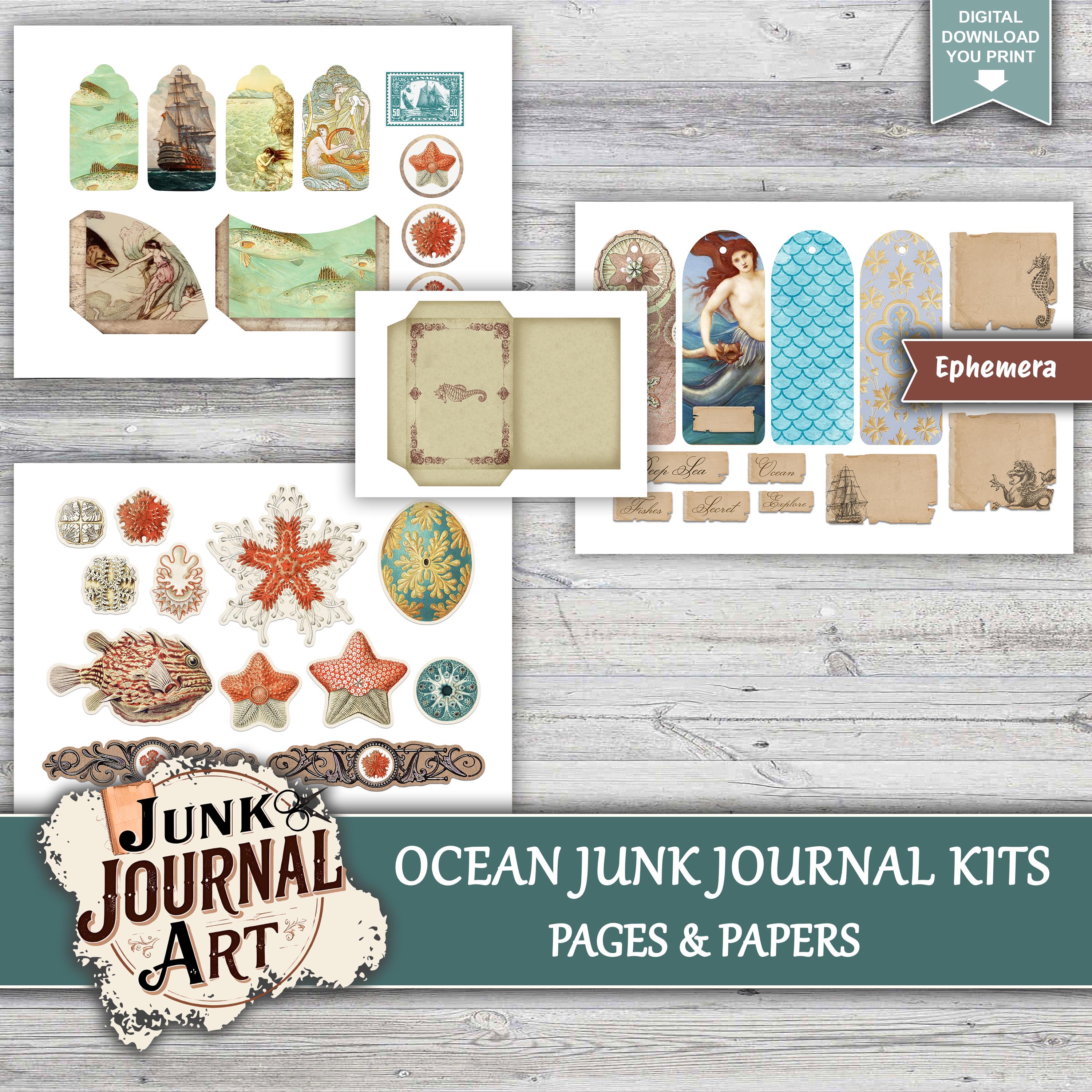 Ocean Junk Journal, Junk Journal Supplies, Junk Journal Kits, Summer ...