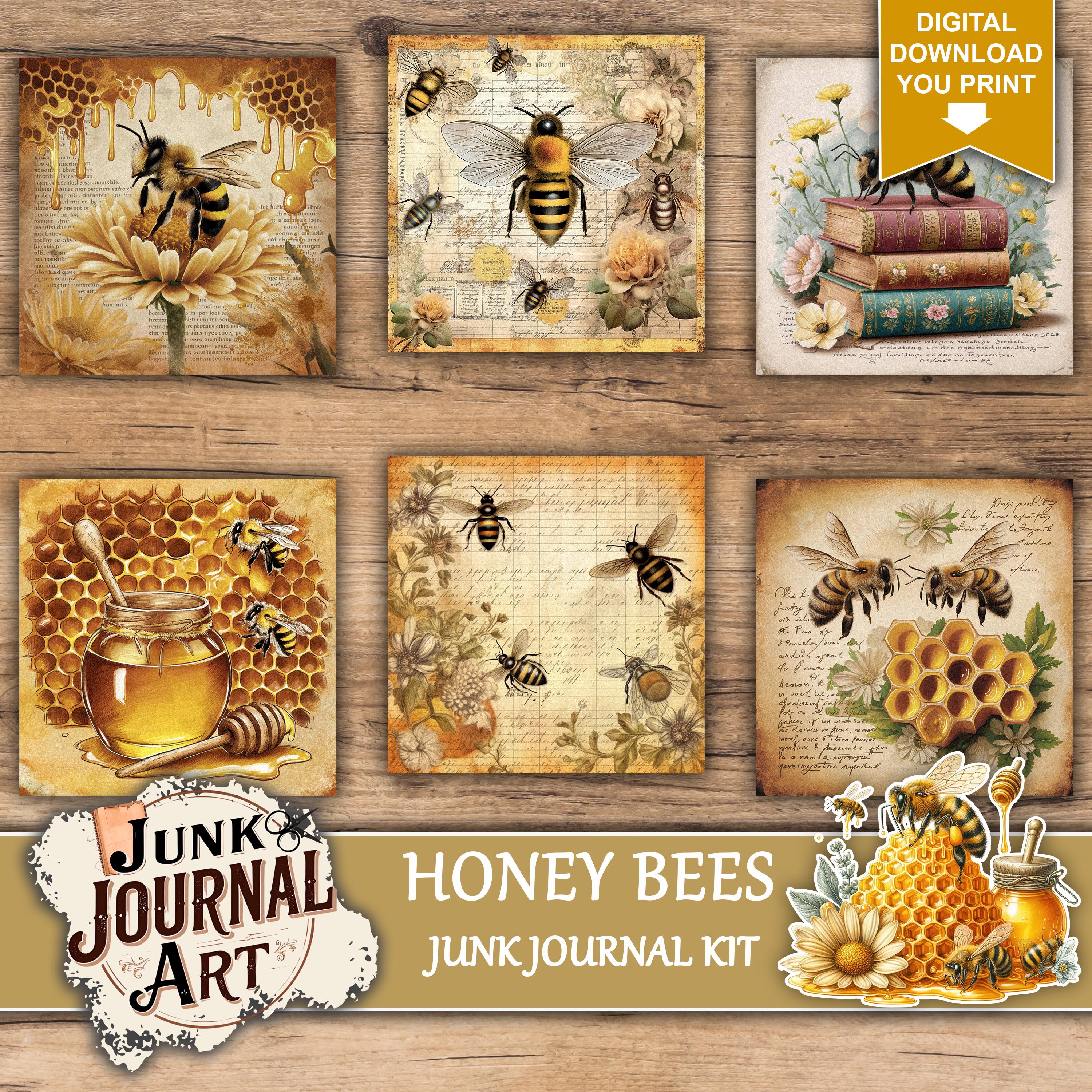 Honey Bees Junk Journal Printable, Junk Journal Supplies, Junk Journal ...