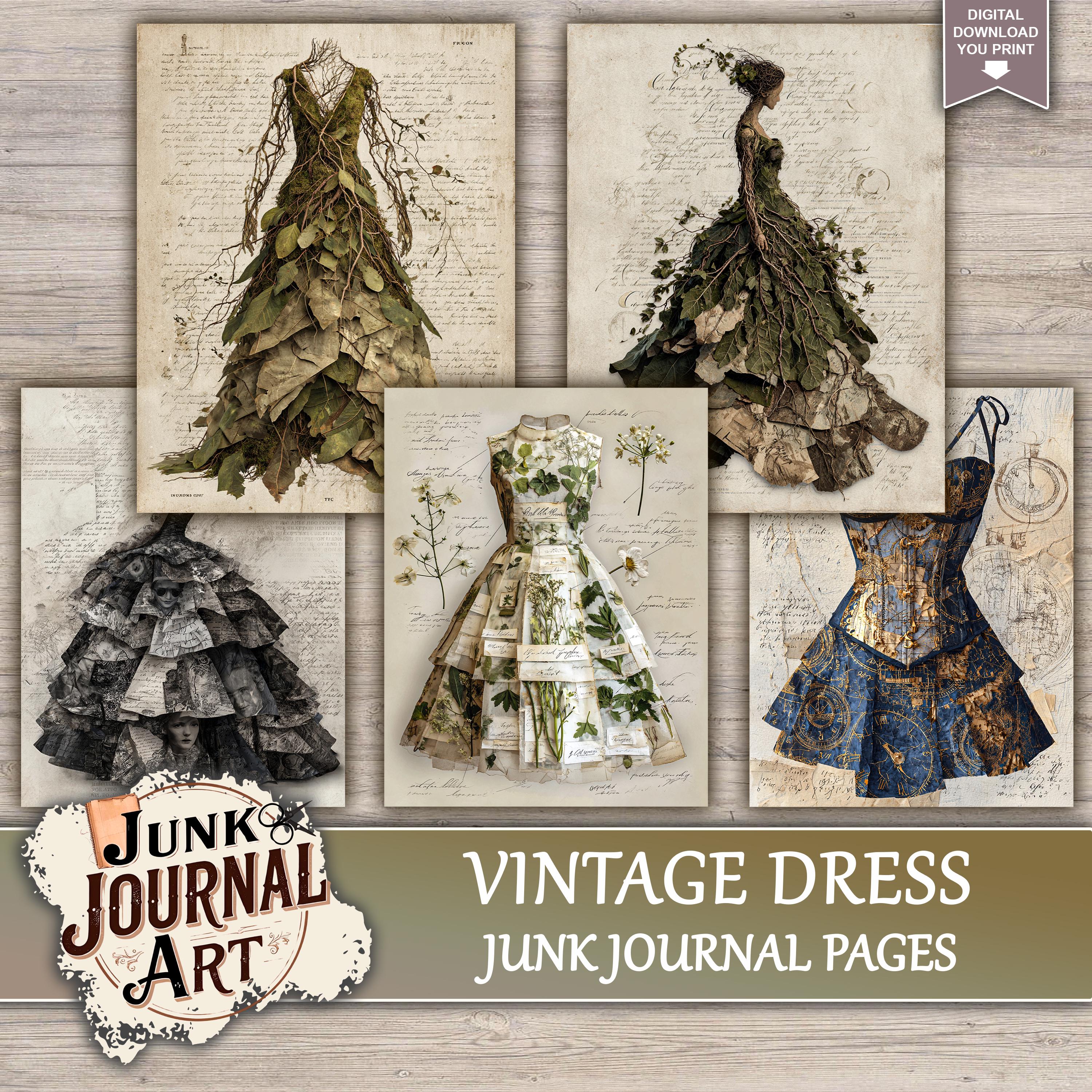 Vintage Dress Junk Journal Printable Pages - Fashion Illustration Kit ...