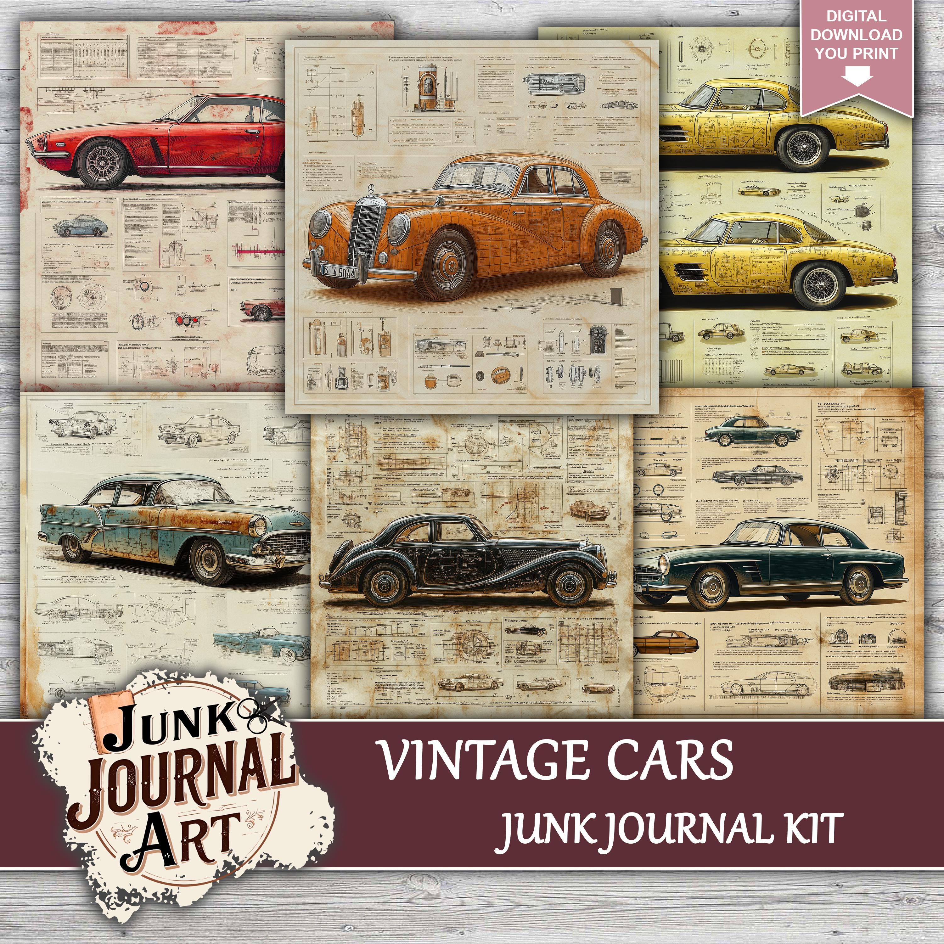 Old Car Junk Journal, Junk Journal Supplies, Junk Journal Kits, Vintage ...