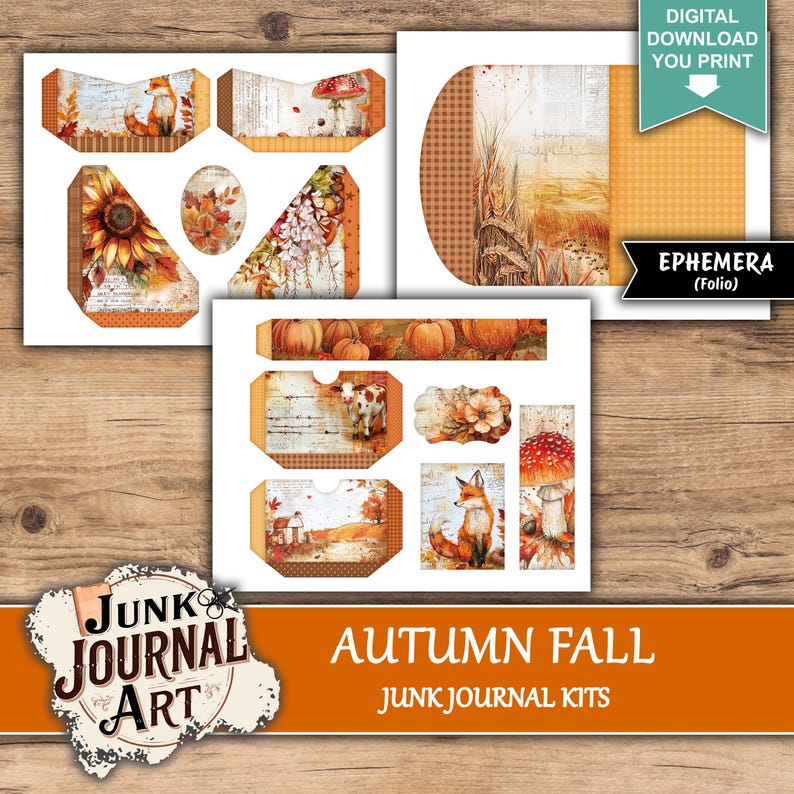 Autumn Fall Junk Journal Printable Pages, Vintage Cozy Kit, Woodland ...