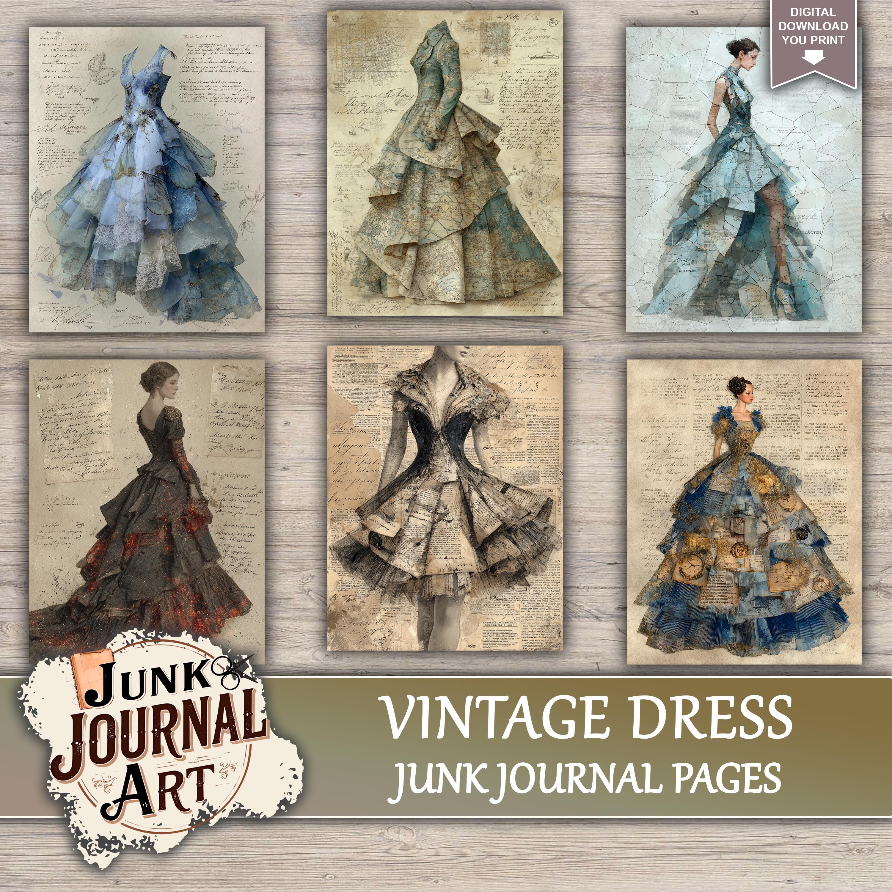 Vintage Dress Junk Journal Printable Pages - Fashion Illustration Kit ...