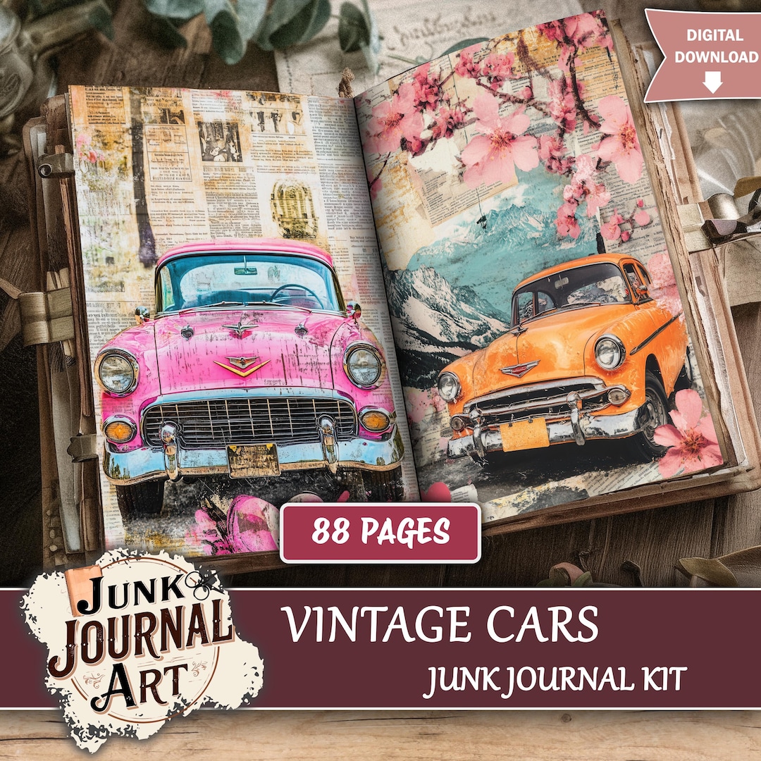 Old Car Junk Journal, Junk Journal Supplies, Junk Journal Kits, Vintage ...
