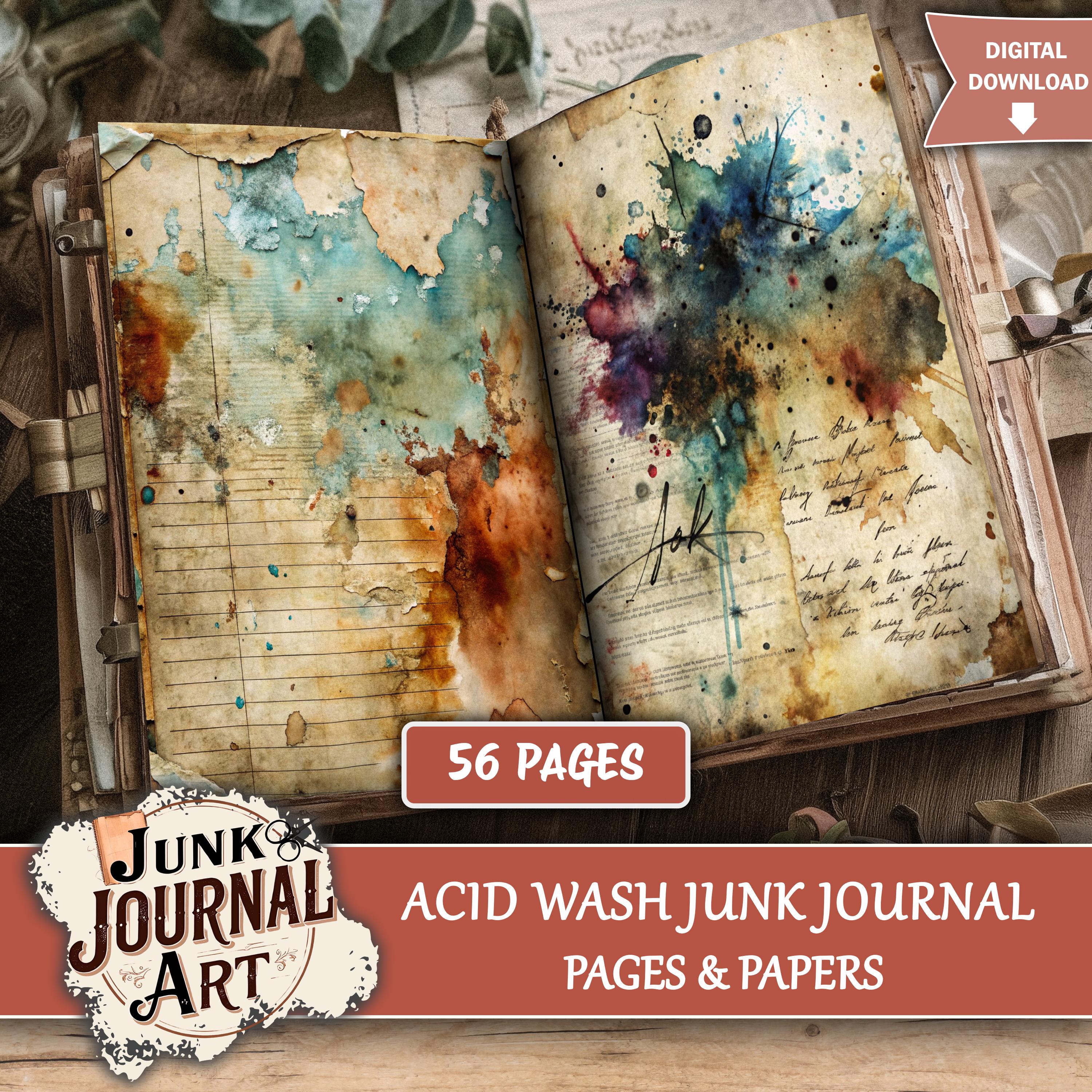 Acid Wash Junk Journal Pages, Junk Journal Supplies, Junk Journal Kits ...