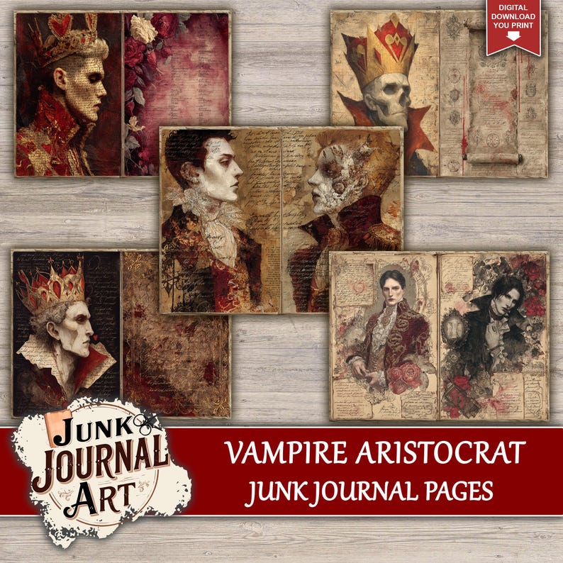 Vampire Aristocrat Junk Journal Printable Pages, Gothic Romance ...