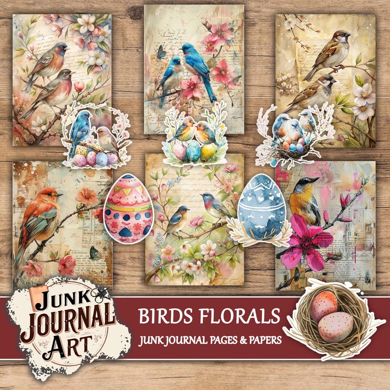 Bird Junk Journal Paper, Junk Journal Supplies, Junk Journal Kits, Bird ...
