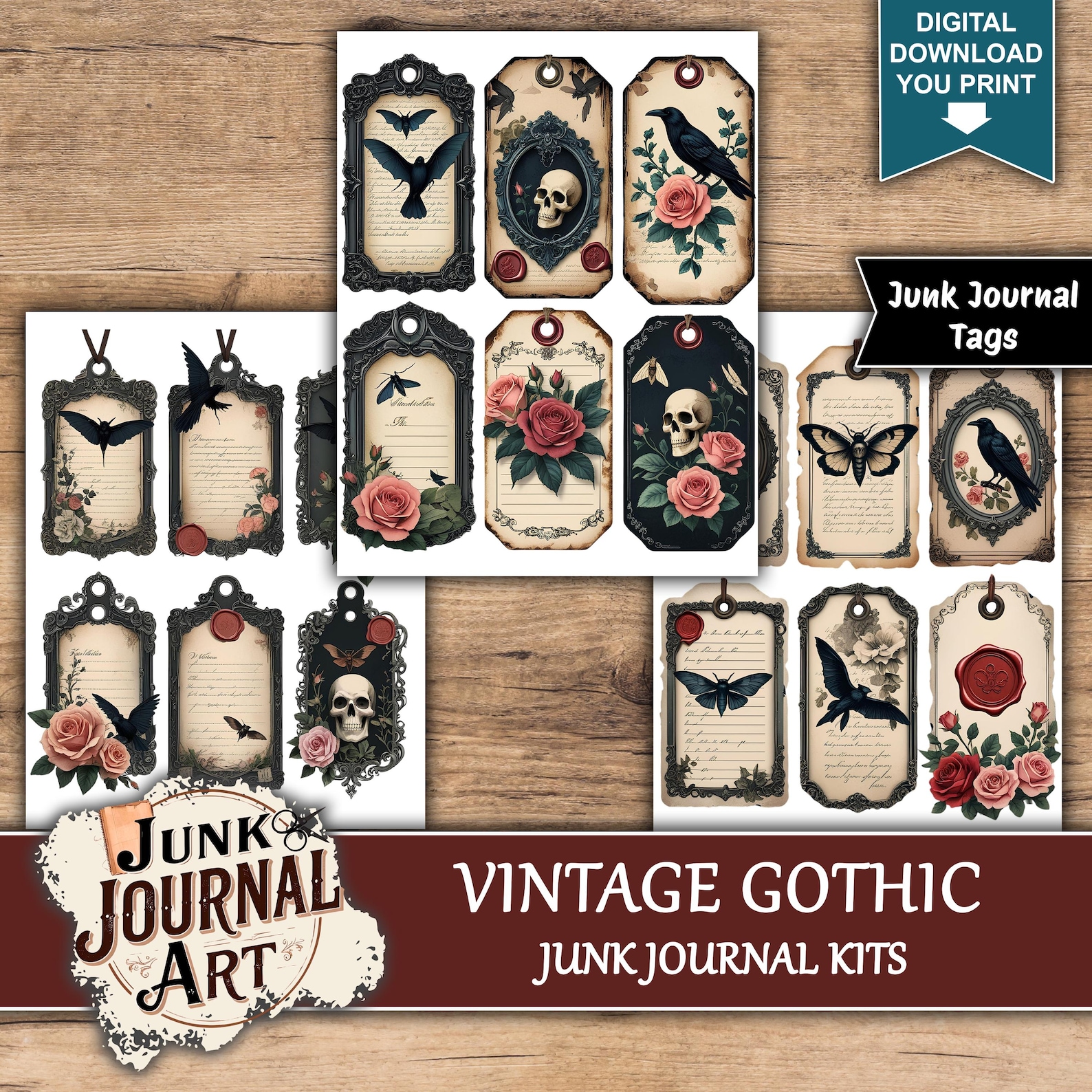 Gothic Journal Kits, Junk Journal Supplies, Gothic Junk Journal Kits ...