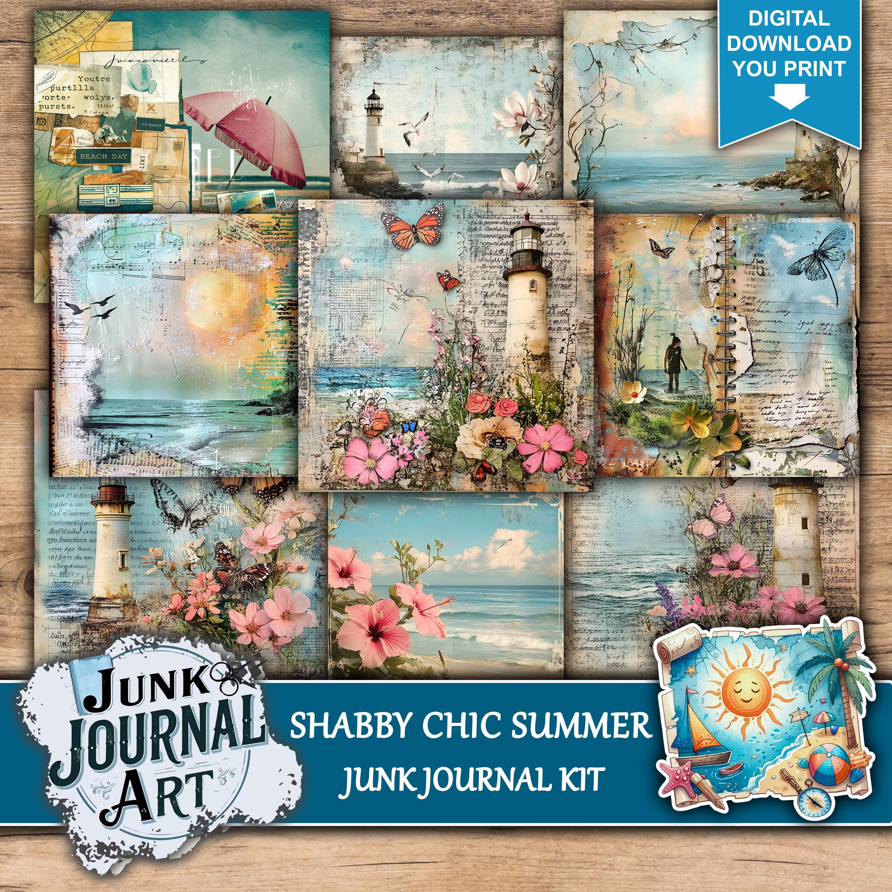 Shabby Chic Summer Junk Journal Kit, Vintage Garden Pages, Pink Floral ...