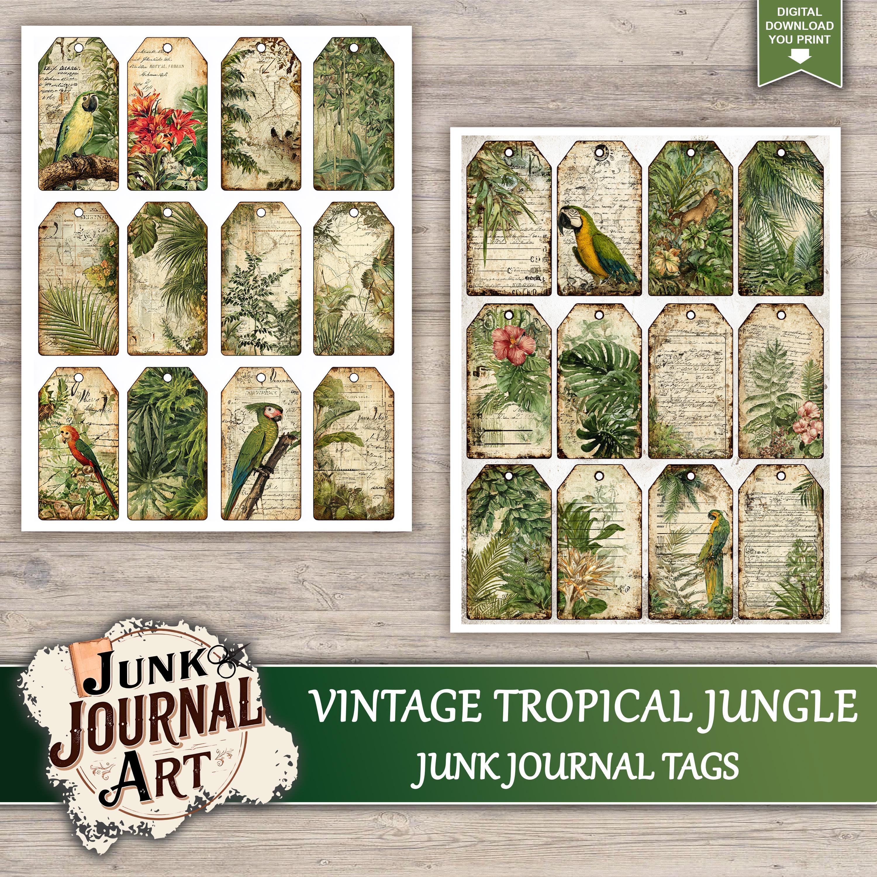 Vintage Tropical Jungle Junk Journal Printable Pages - Forest Botanical ...