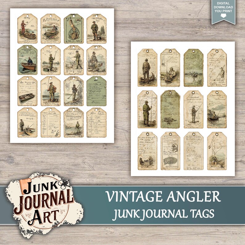 Vintage Angler Junk Journal Printable Pages - Fishing Kit, Trout Fish ...