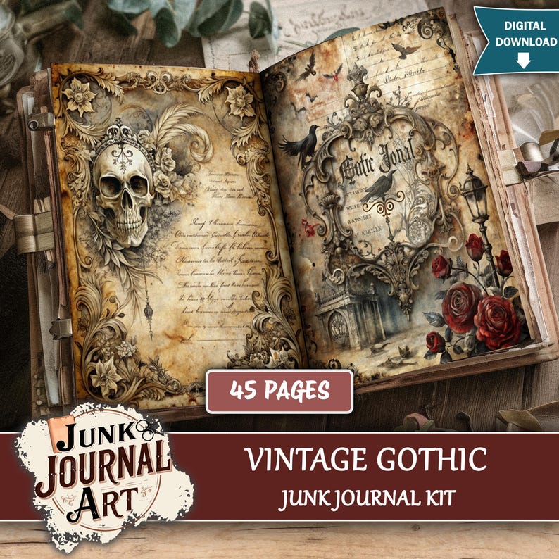 Gothic Journal Kits, Junk Journal Supplies, Gothic Junk Journal Kits ...