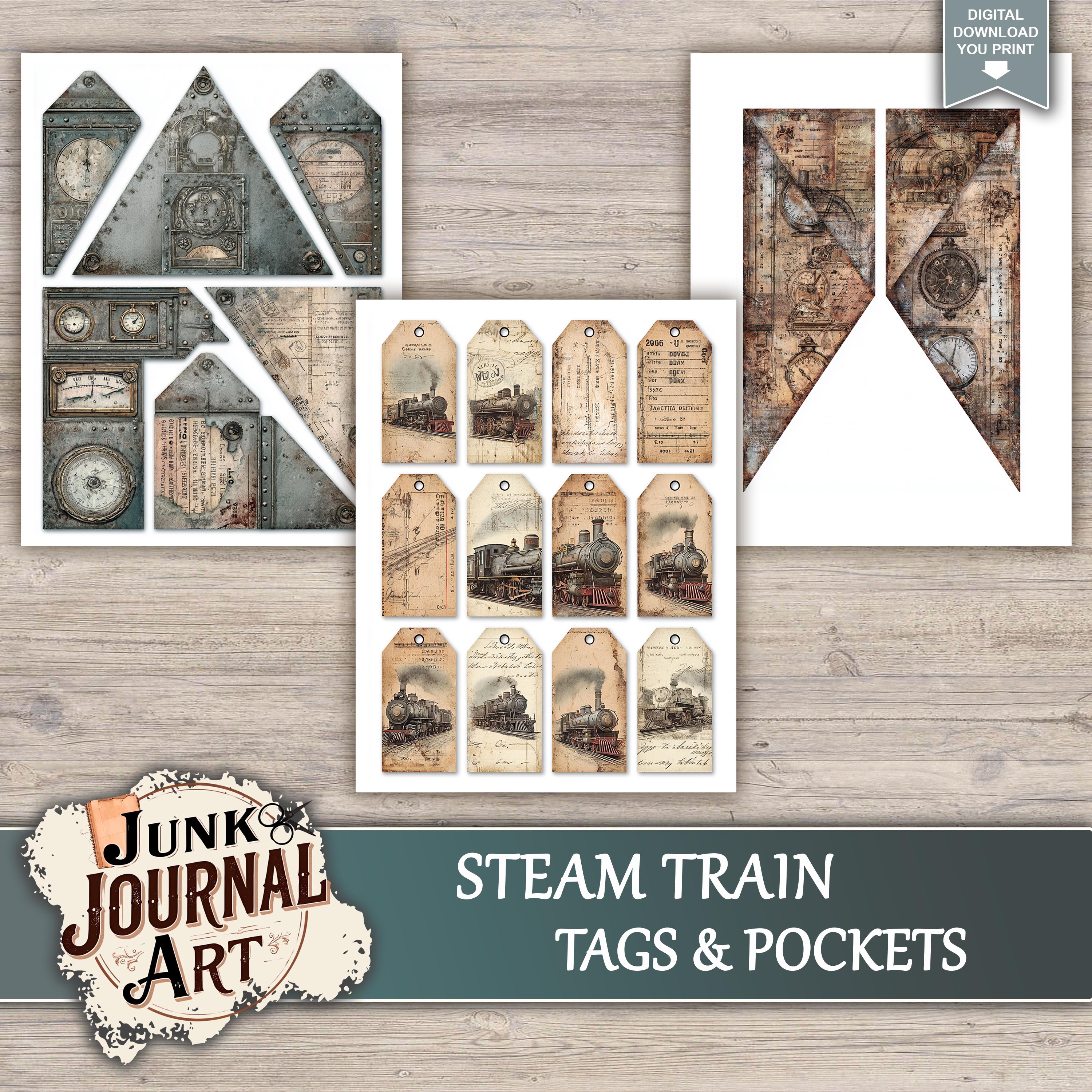 Steam Train Junk Journal Printable Pages, Travel Ticket Ephemera ...