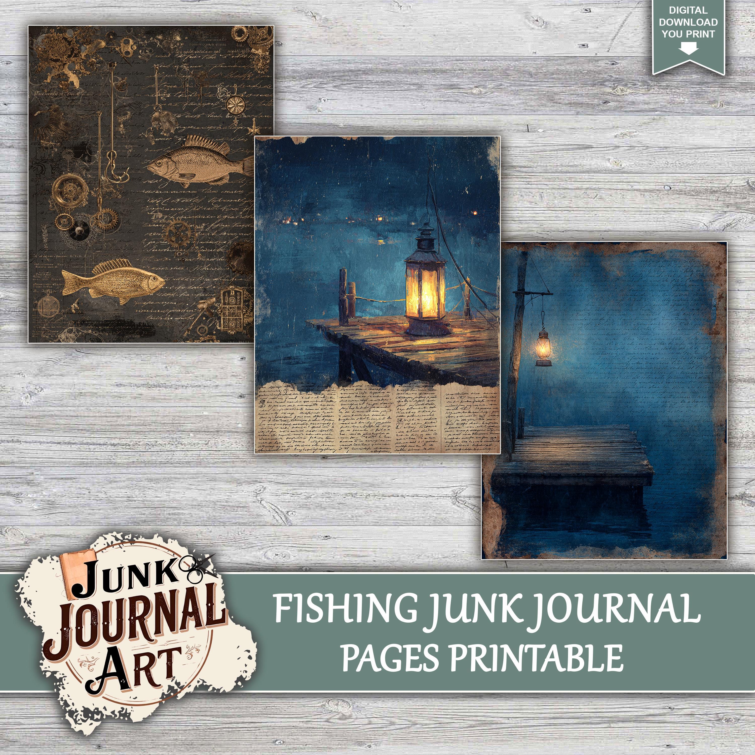 Fishing Junk Journal Pages, Junk Journal Supplies, Vintage Fisherman ...