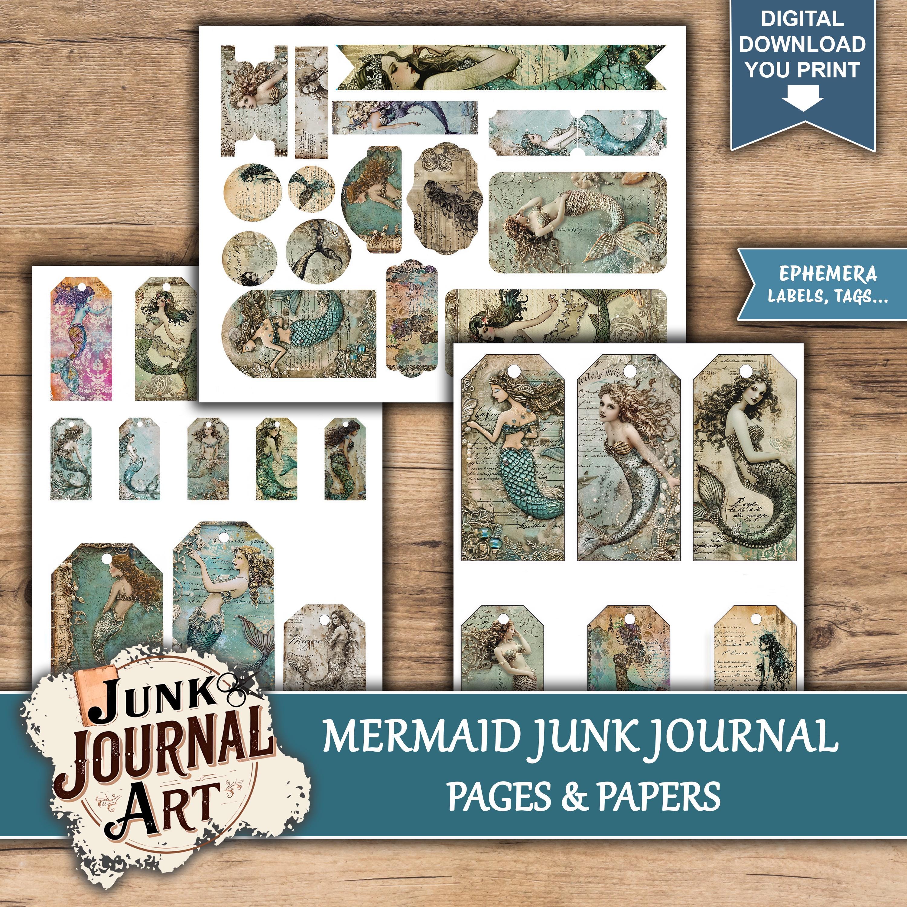 Junk Journal Mermaid, Junk Journal Supplies, Junk Journal Kits, Mermaid ...