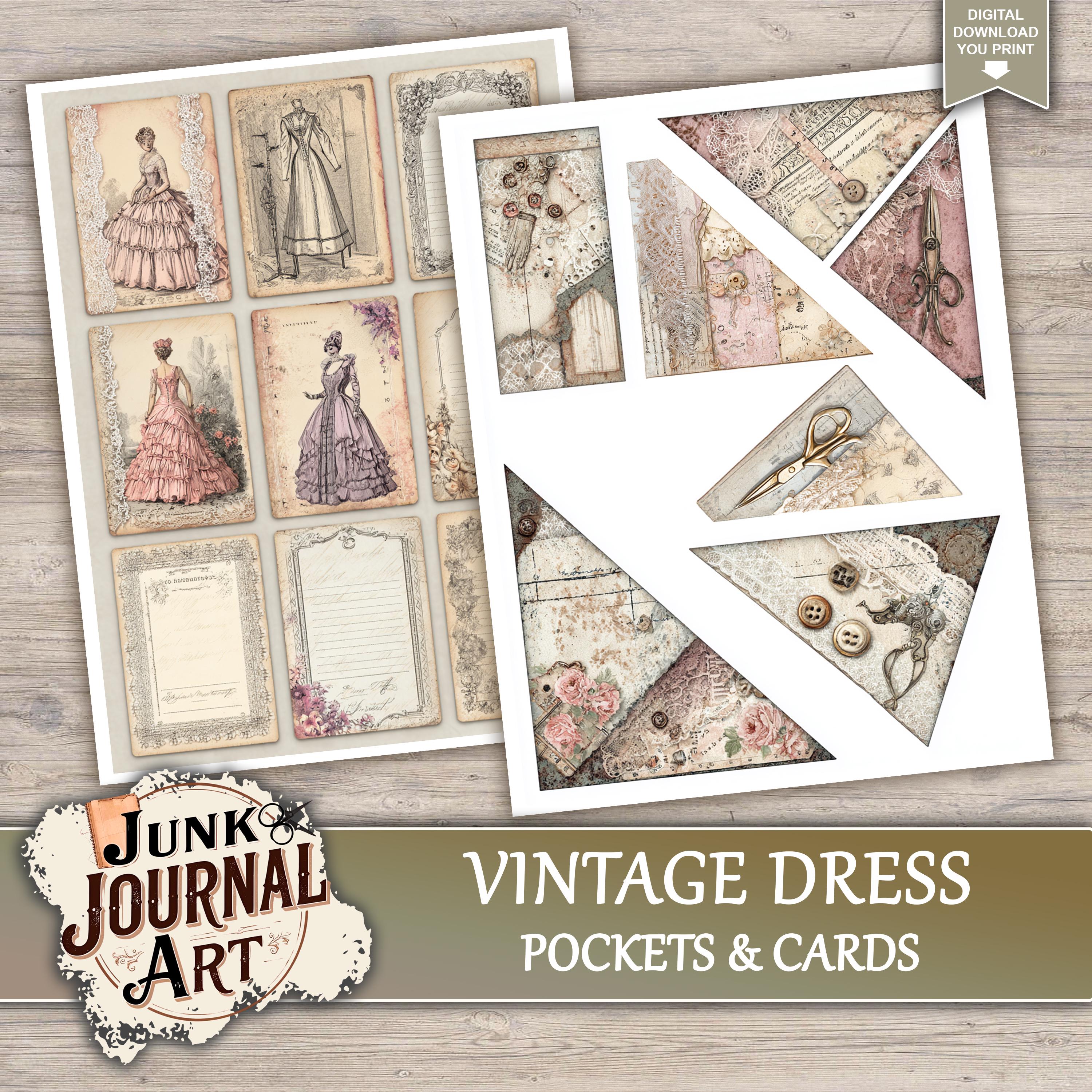 Vintage Dress Junk Journal Printable Pages - Fashion Illustration Kit ...