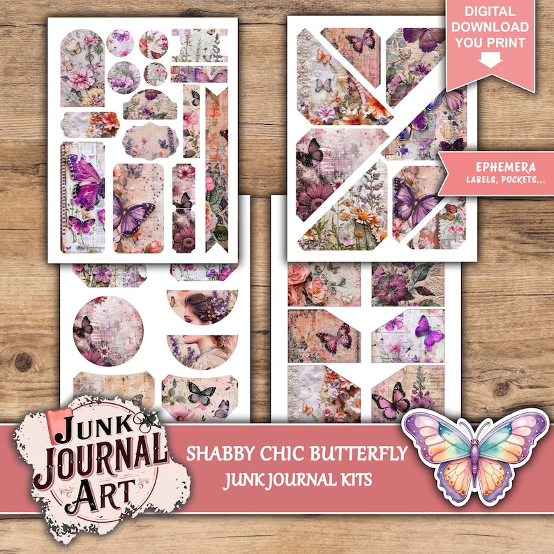 Butterfly Junk Journal Papers, Junk Journal Supplies, Junk Journal Kits ...