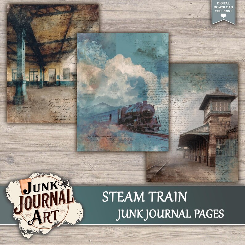Steam Train Junk Journal Printable Pages, Travel Ticket Ephemera ...