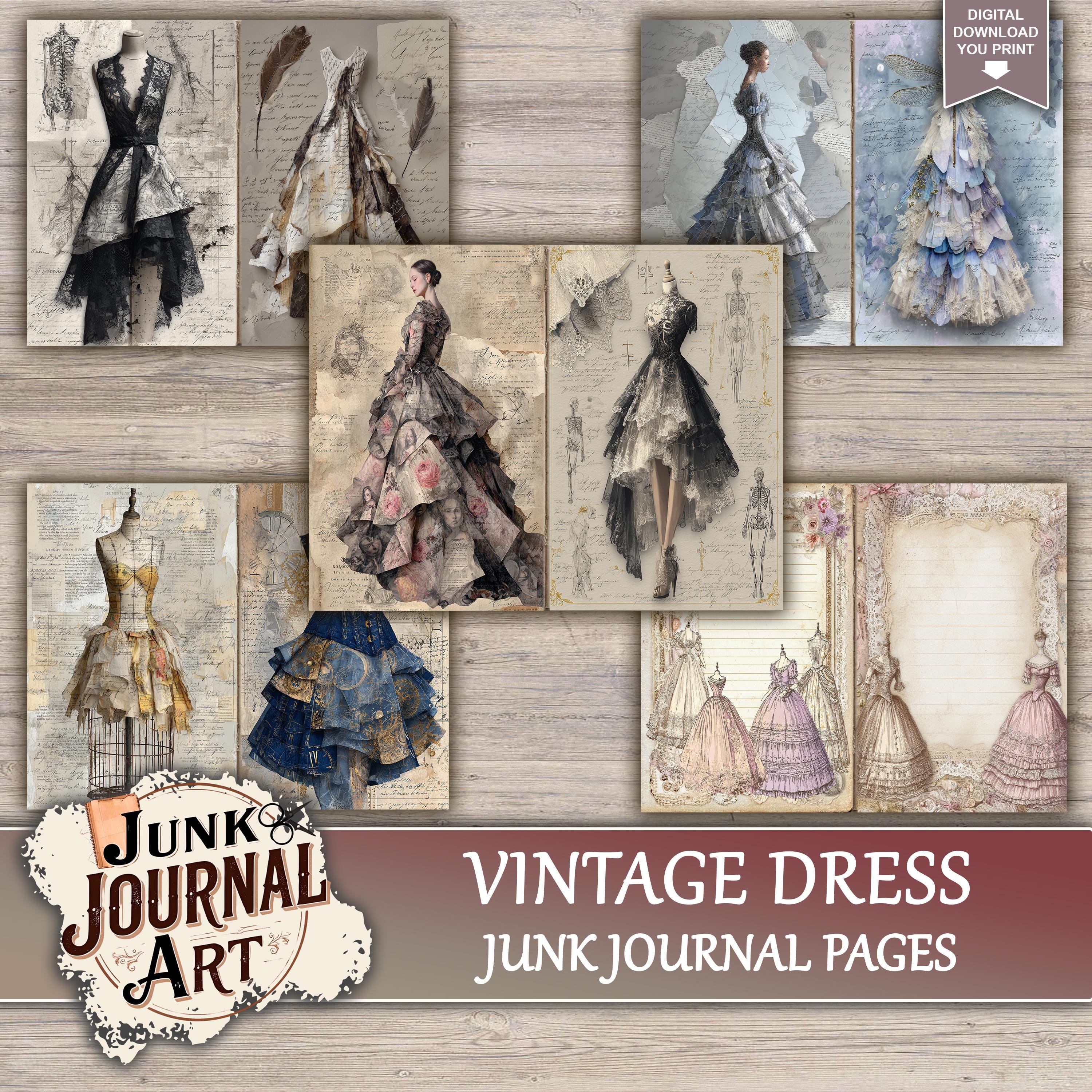 Vintage Dress Junk Journal Printable Pages - Fashion Illustration Kit ...
