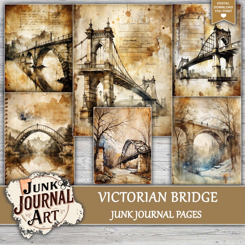 Victorian Bridge Junk Journal Pages, Junk Journal Supplies, Junk ...