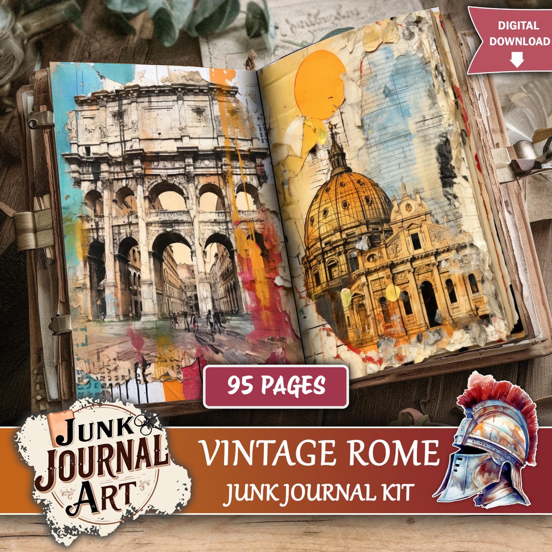 Vintage Rome Junk Journal, Junk Journal Supplies, Junk Journal Kits ...