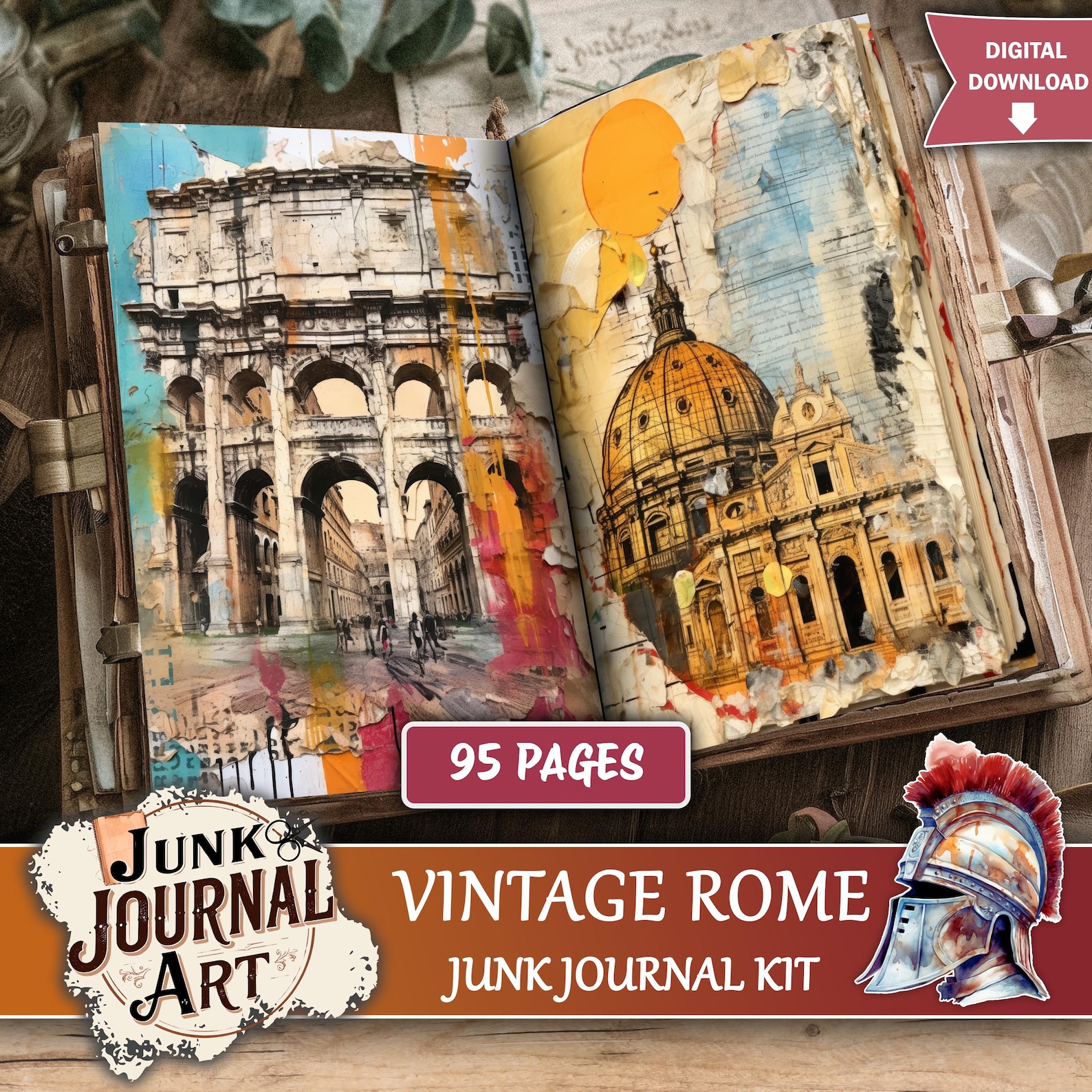 Vintage Rome Junk Journal, Junk Journal Supplies, Junk Journal Kits ...