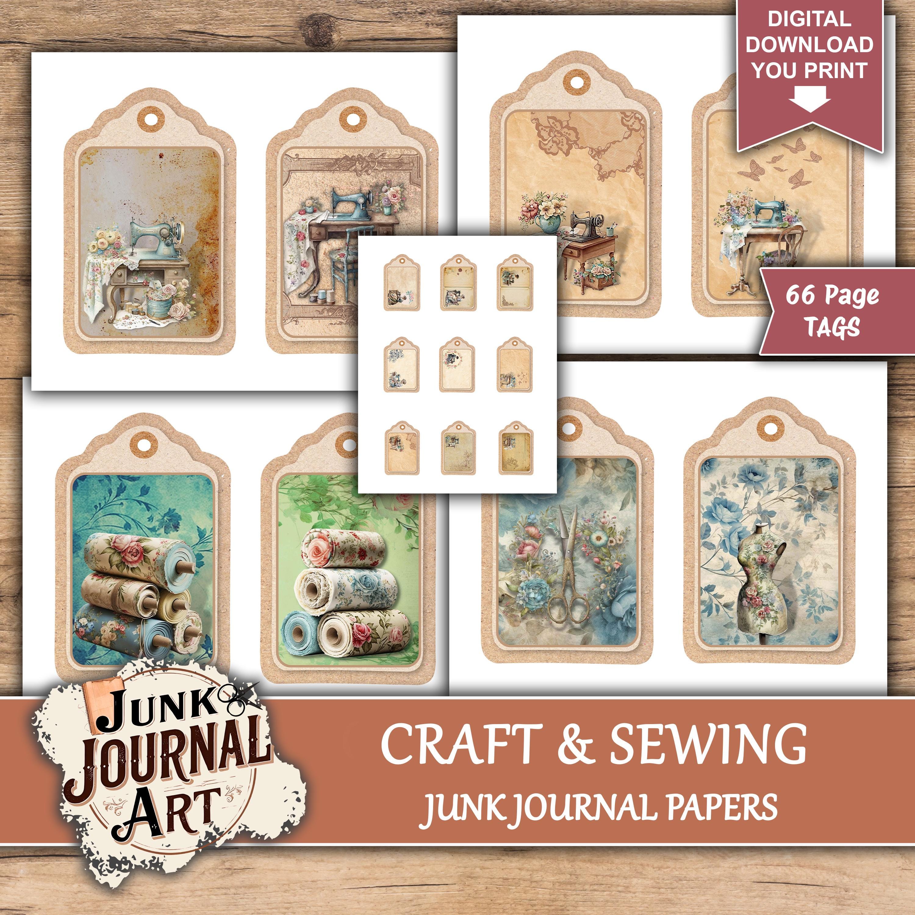 Vintage Craft Sewing Junk Journal Kit, Knitting Ephemera, Printable ...