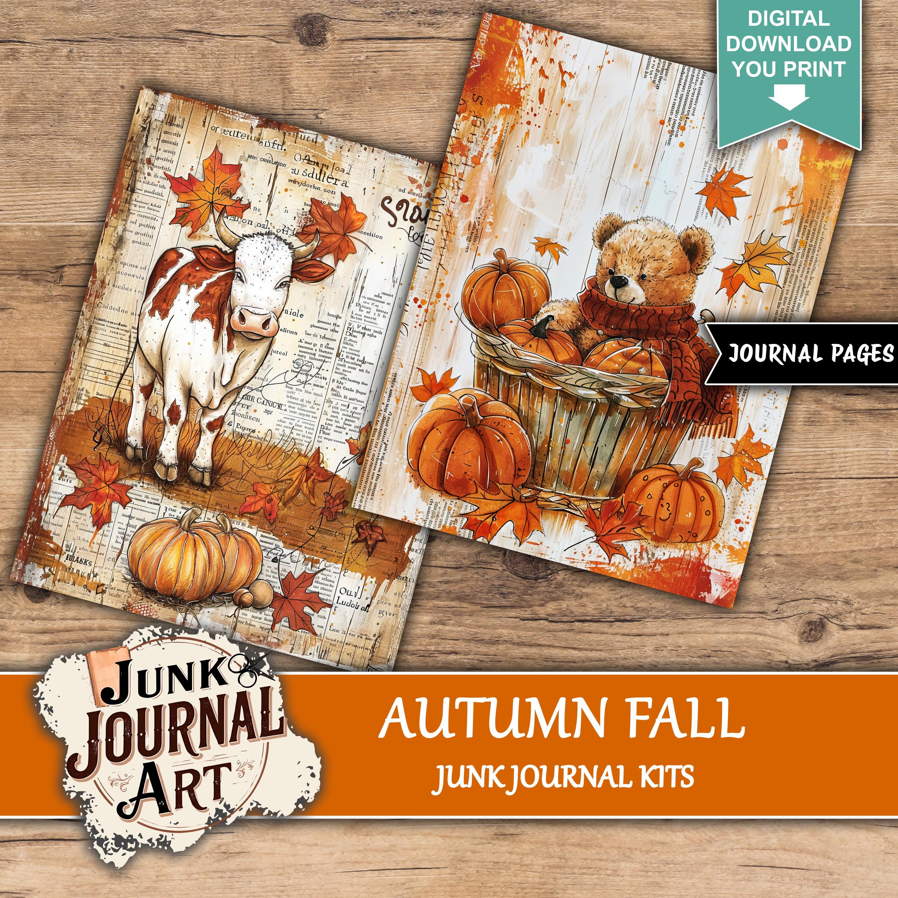 Autumn Fall Junk Journal Printable Pages, Vintage Cozy Kit, Woodland ...