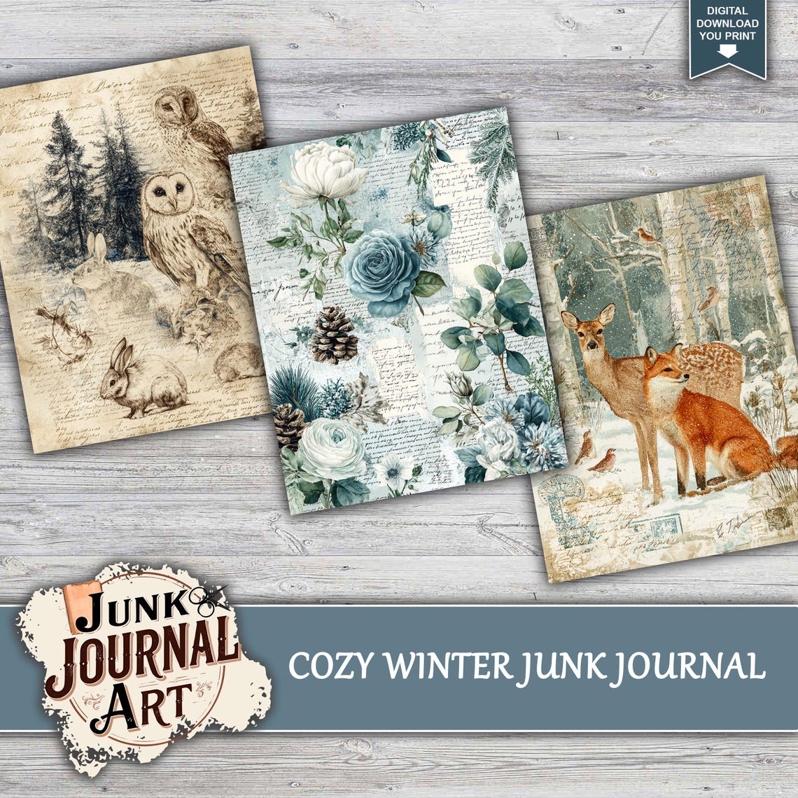 Cozy Winter Junk Journal Pages, Cozy Snowy Pages, Junk Journal Supplies ...