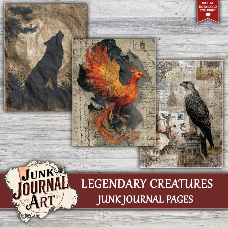 Legendary Creatures Junk Journal Pages, Junk Journal Supplies, Fantasy ...