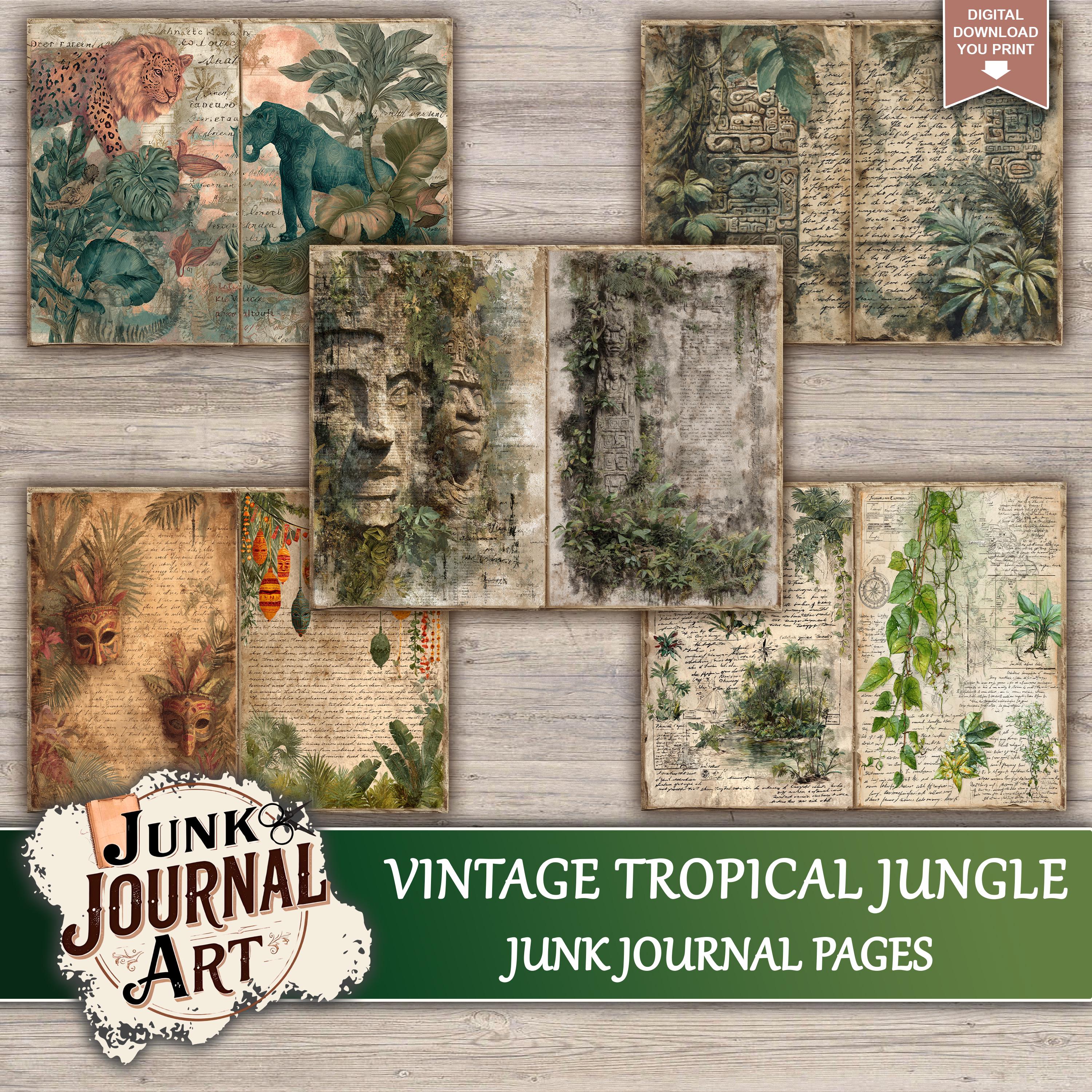 Vintage Tropical Jungle Junk Journal Printable Pages - Forest Botanical ...
