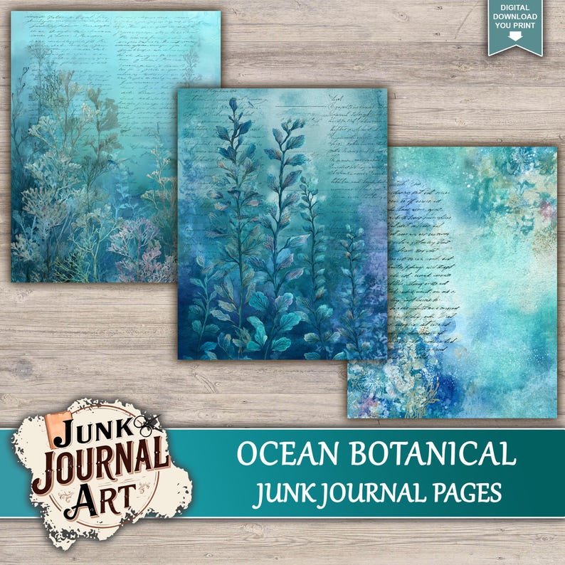 Ocean Botanical Junk Journal Printable Pages, Vintage Seaweed Ephemera ...