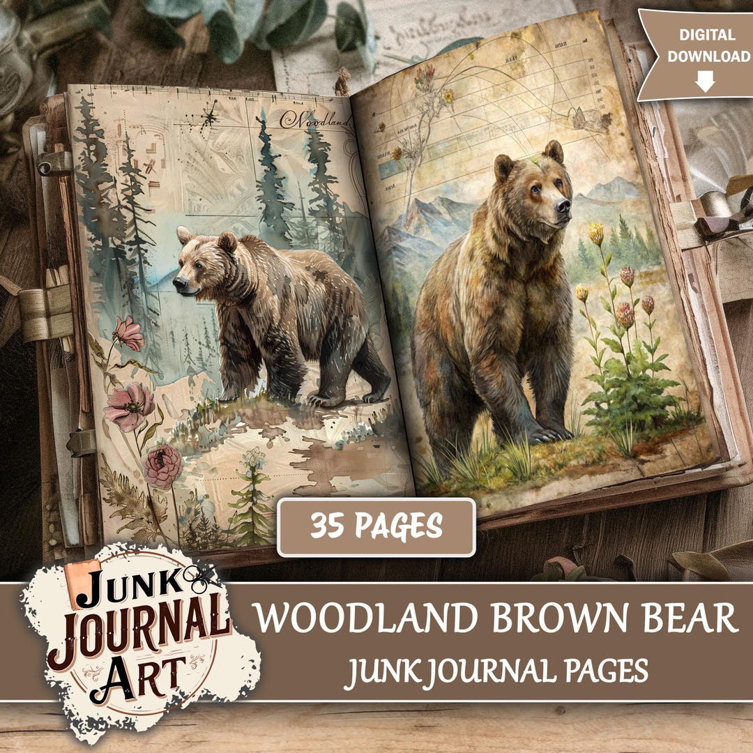 Bear Junk Journal, Junk Journal Supplies, Junk Journal Kits, Forest ...