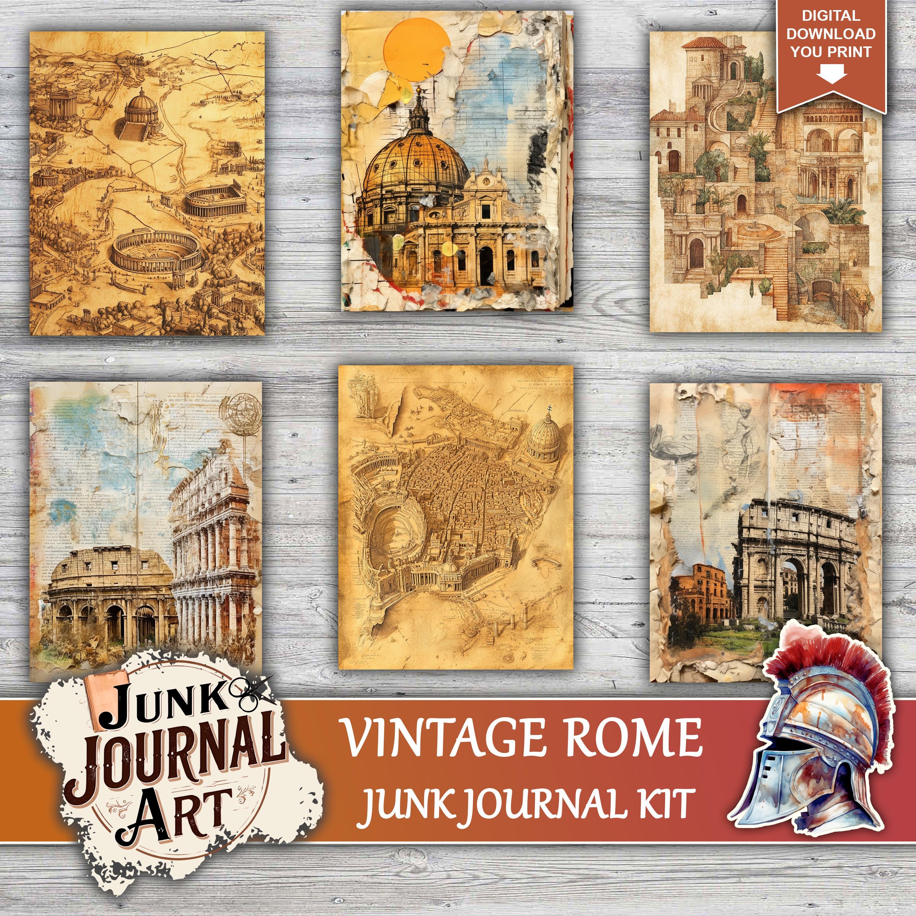 Vintage Rome Junk Journal, Junk Journal Supplies, Junk Journal Kits ...