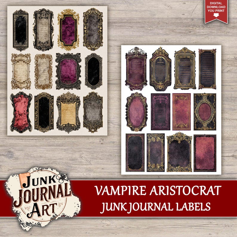 Vampire Aristocrat Junk Journal Printable Pages, Gothic Romance ...