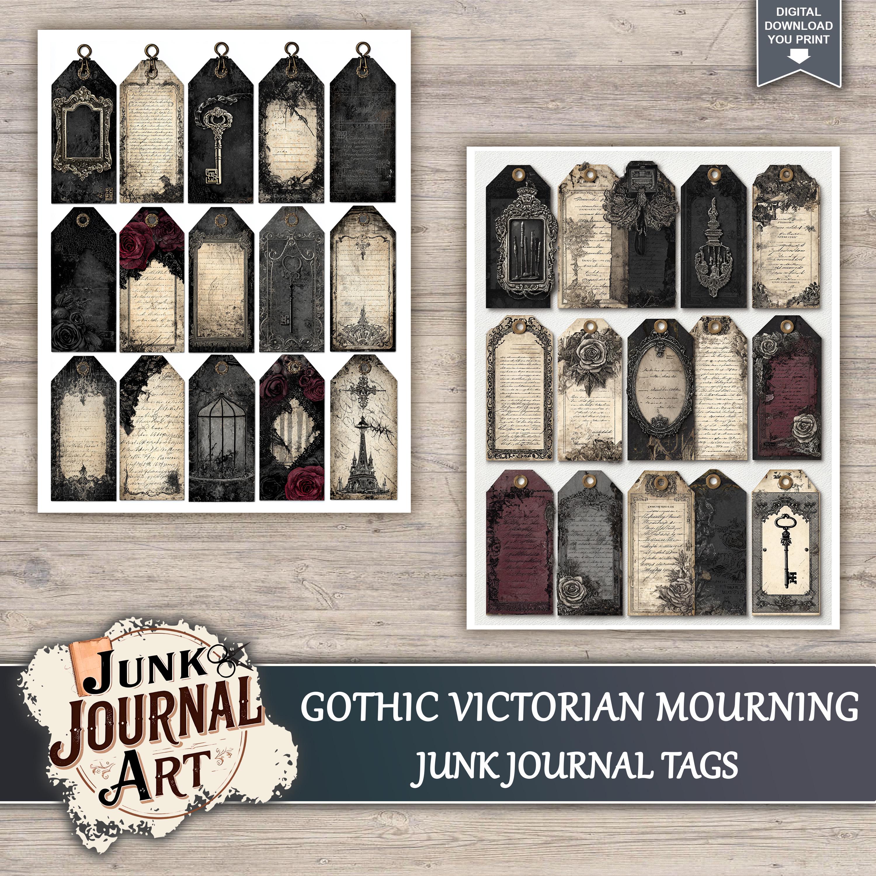 Gothic Victorian Mourning Junk Journal Printable Pages - Black Lace Kit ...
