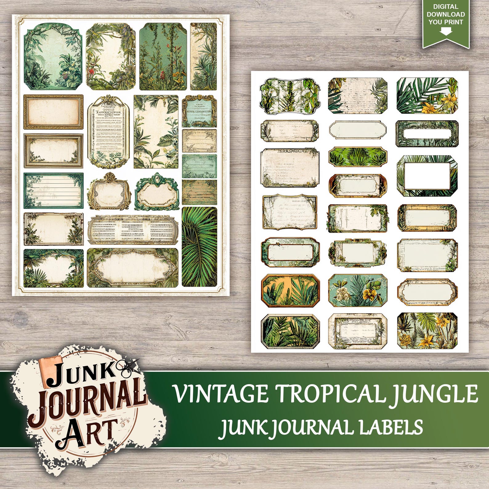 Vintage Tropical Jungle Junk Journal Printable Pages - Forest Botanical ...