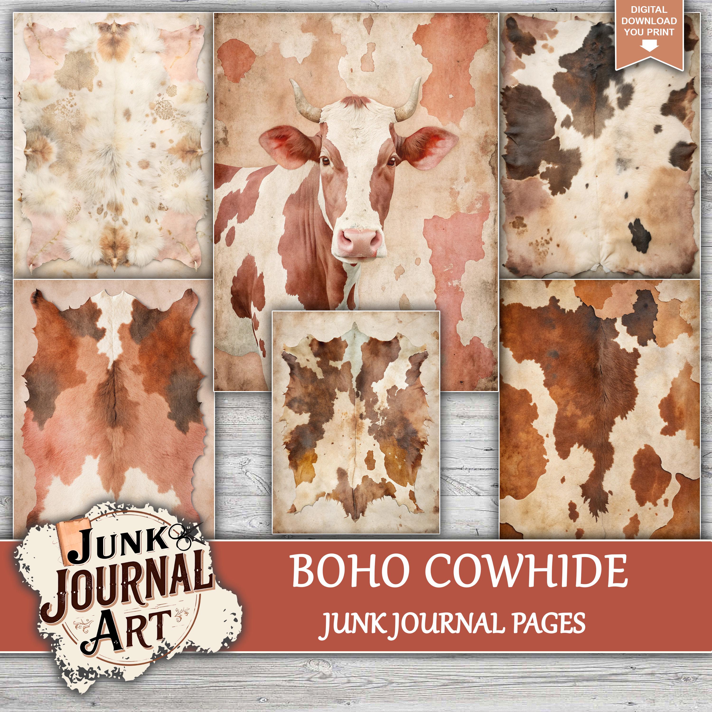 Boho Cowhide Junk Journal Pages, Junk Journal Supplies, Junk Journal ...