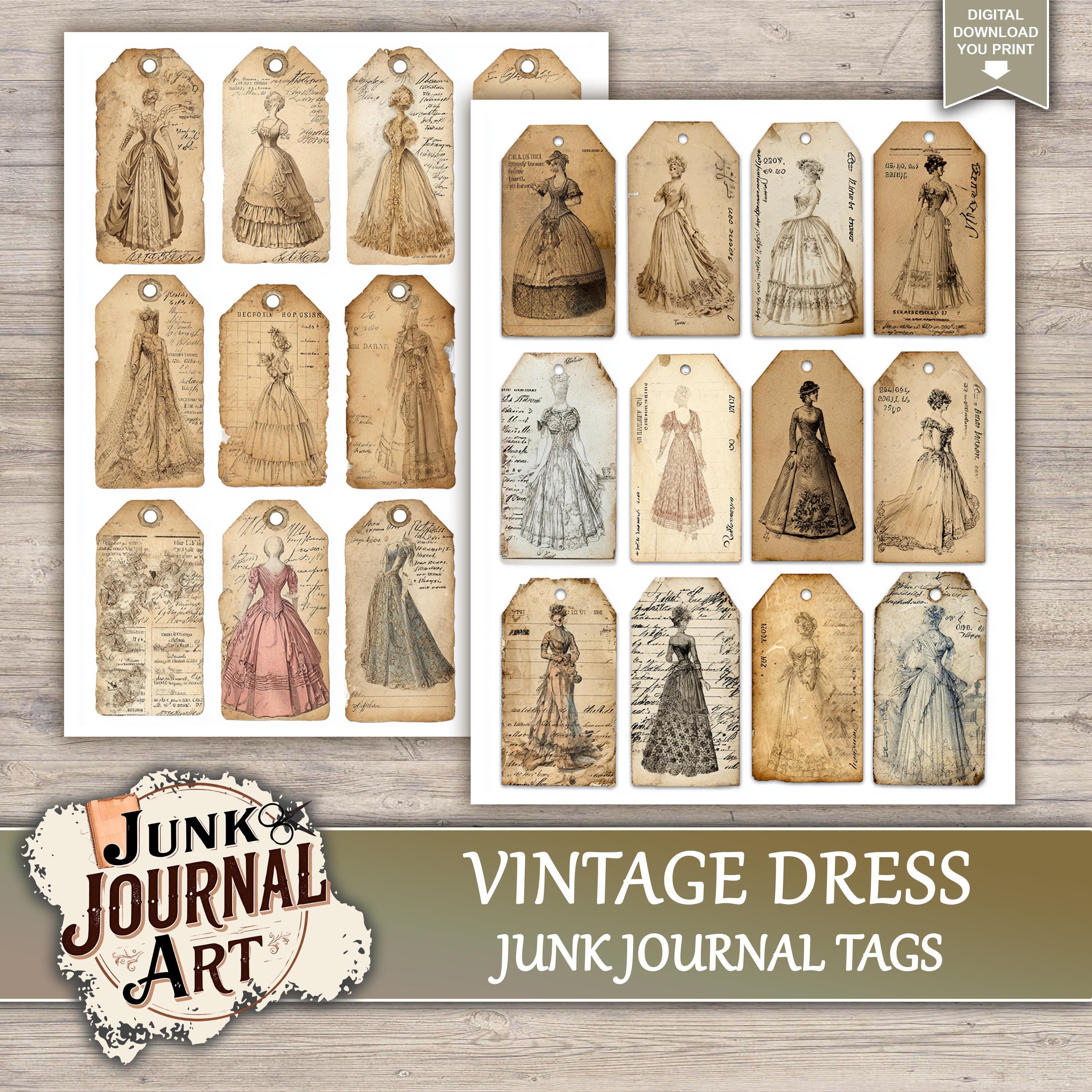 Vintage Dress Junk Journal Printable Pages - Fashion Illustration Kit ...